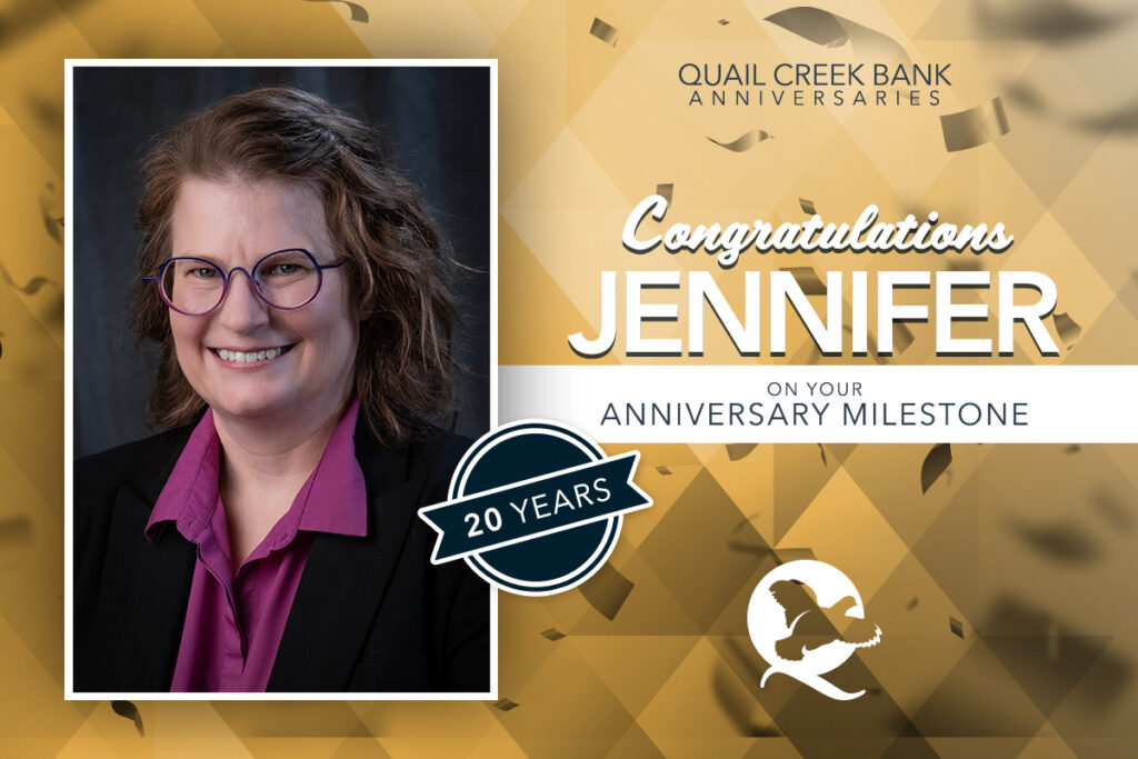 Congrats, Jennifer - Quail Creek Bank